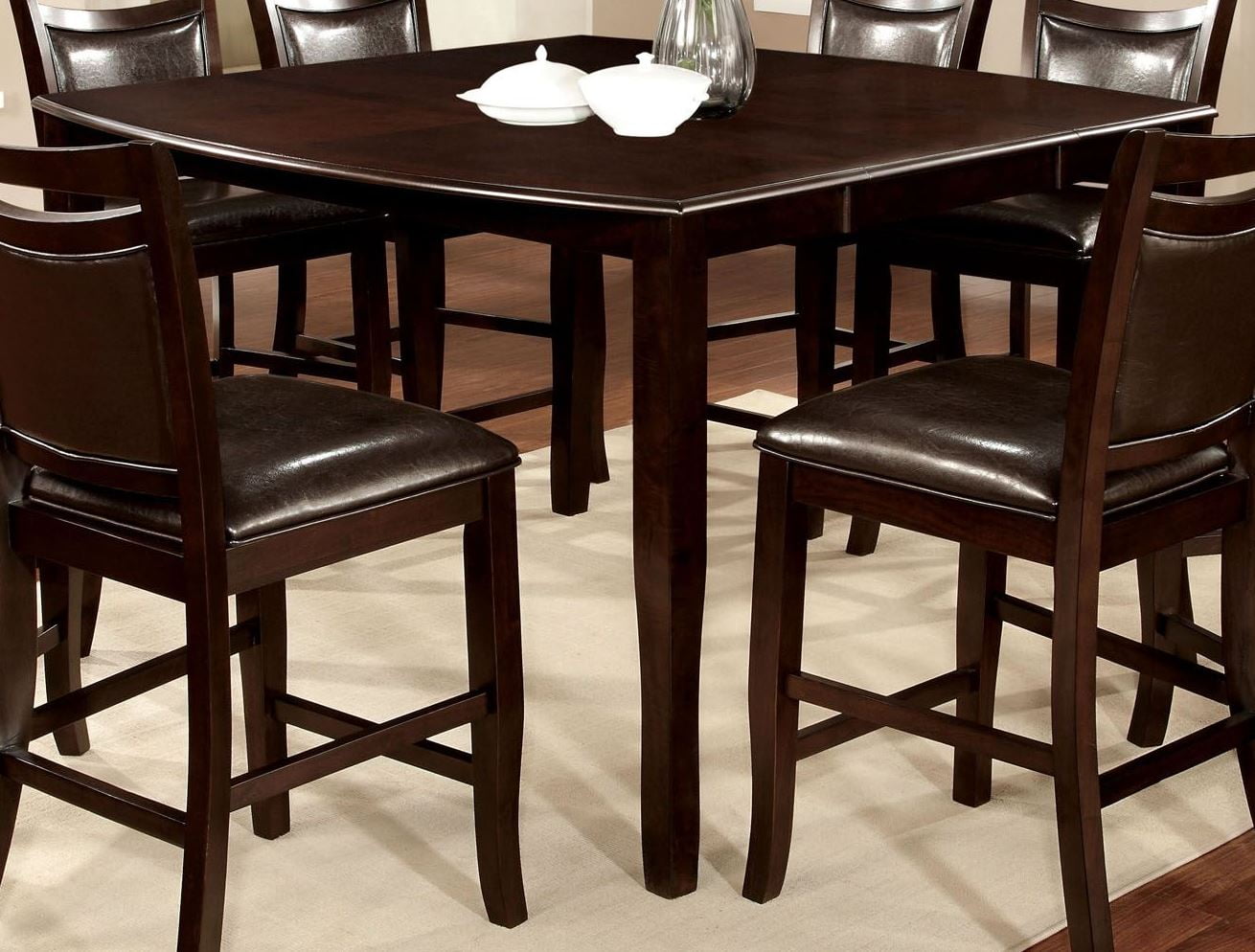 Woodside II Espresso Extendable Counter Height Leg Dining Table ...