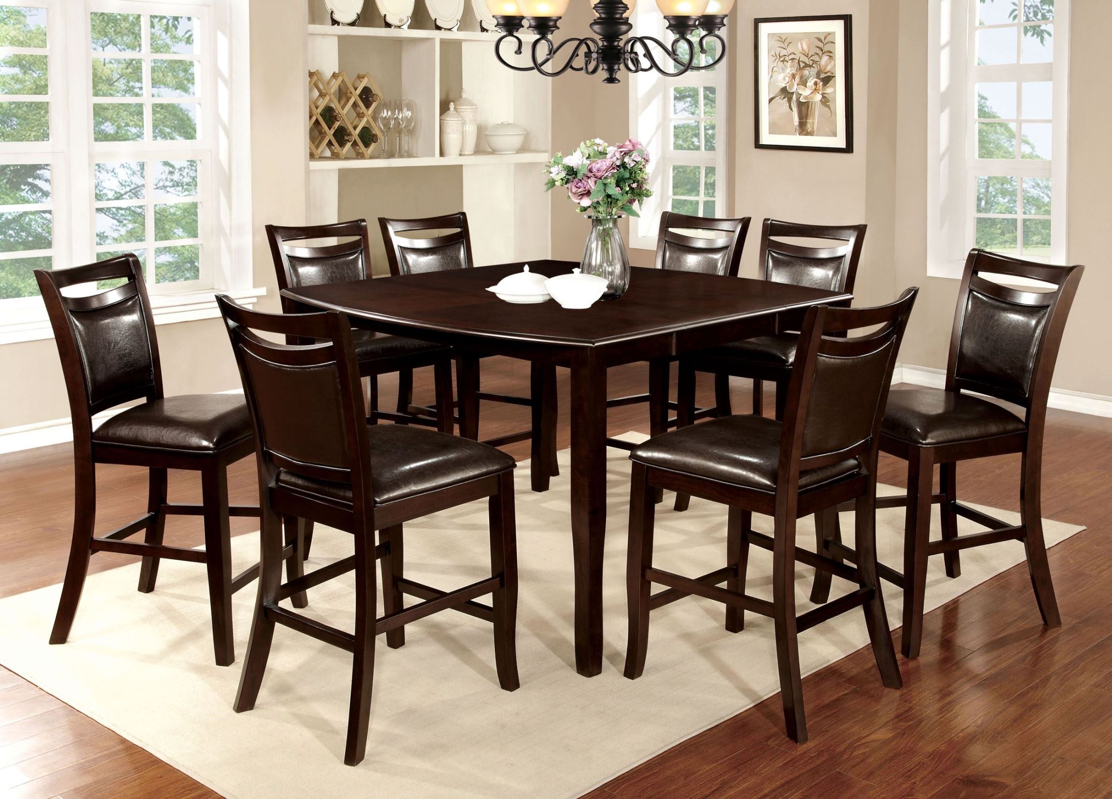 Woodside II Espresso Extendable Counter Height Leg Dining Table ...