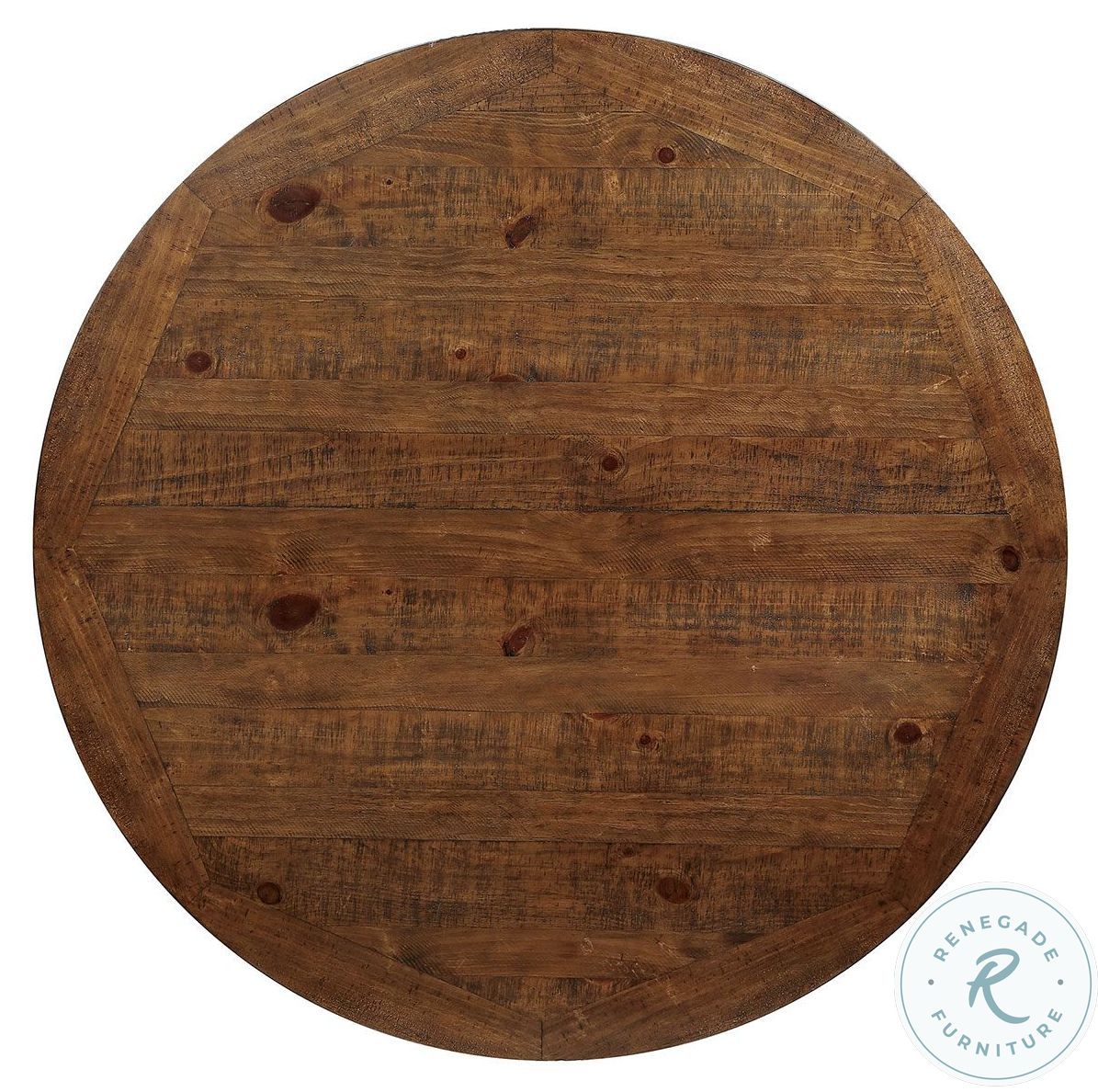 Auletta Distressed White And Oak Round Dining Table | HomeGalleryStores ...