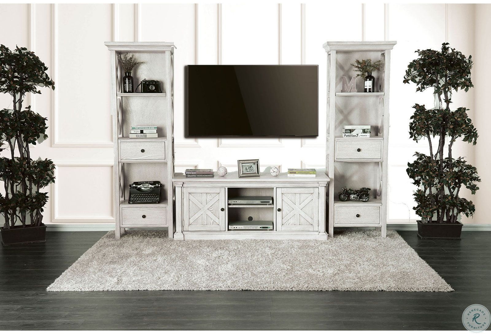 Georgia Antique White 60 " TV Console | HomeGalleryStores.com | CM5089 ...