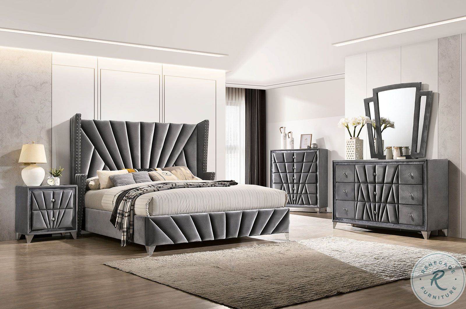 Carissa Gray Upholstered Nightstand | HomeGalleryStores.com | CM7164N