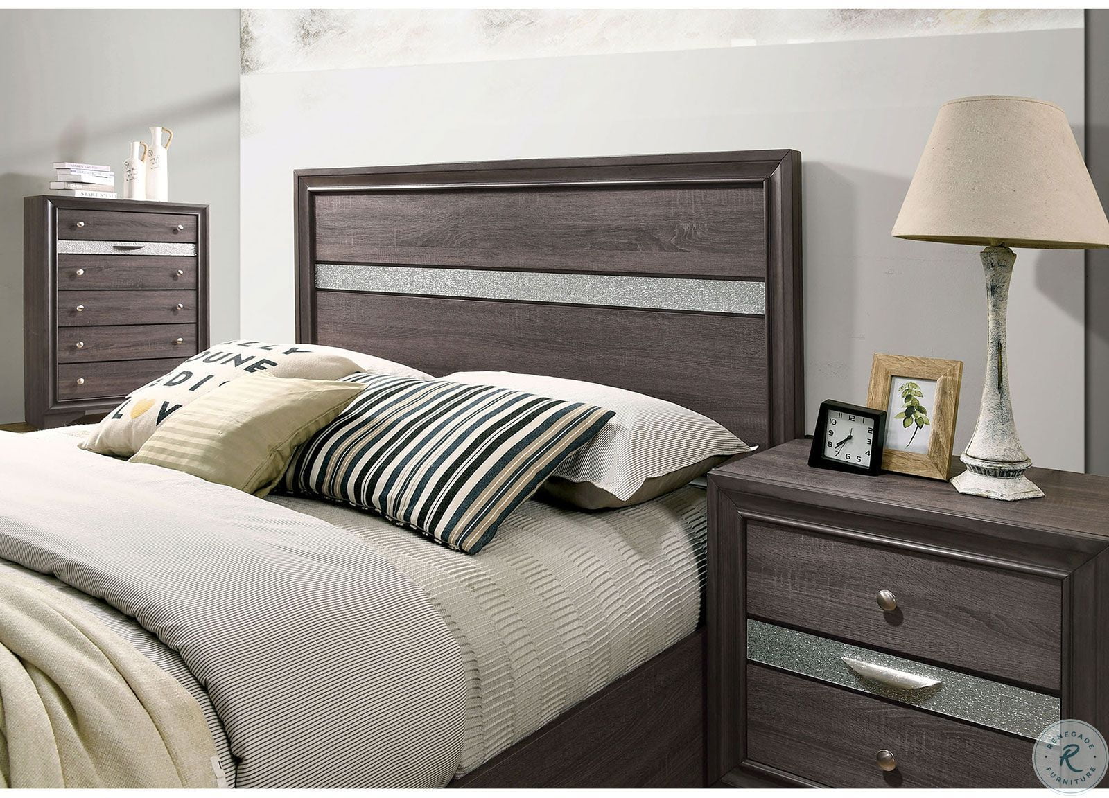 Chrissy Gray Queen Panel Bed | HomeGalleryStores.com | CM7552GY-Q-BED