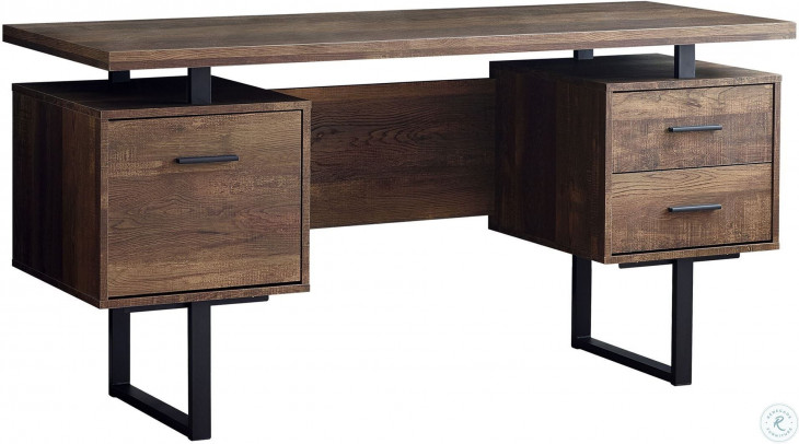 Brown Wood and Black Metal 60" Computer Desk | HomeGalleryStores.com | 7416