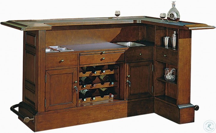 Manchester Distressed Walnut Raised Panel Return Bar ...