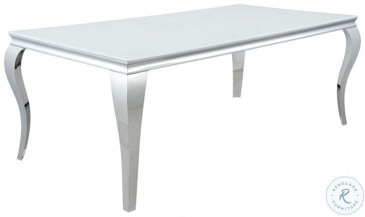 Carone White And Chrome 80" Dining Table | HomeGalleryStores.com | 115081