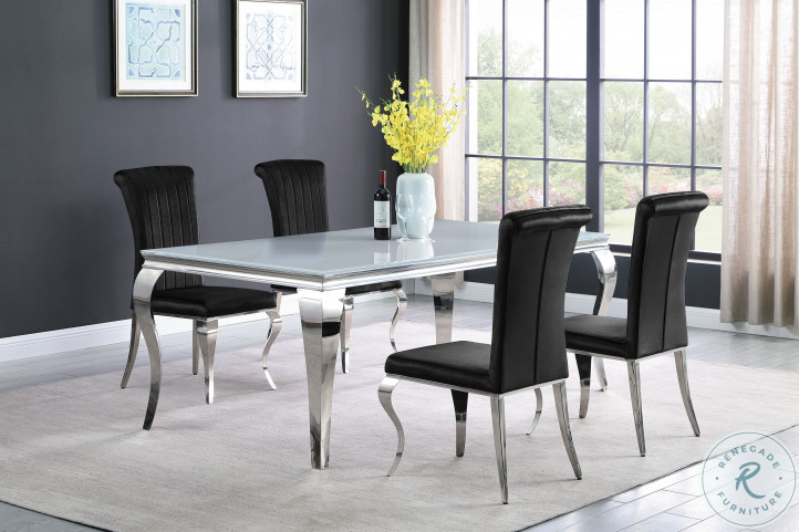 Carone White And Chrome 80" Dining Table | HomeGalleryStores.com | 115081
