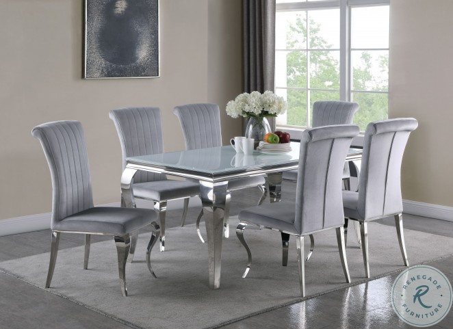 Carone White And Chrome 61" Dining Table | HomeGalleryStores.com | 115091
