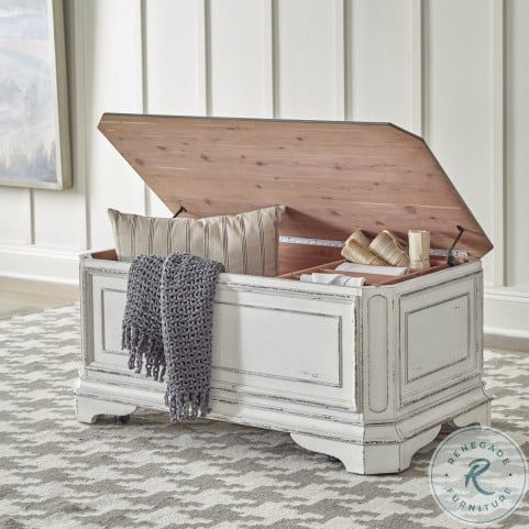 Magnolia Manor Antique White Storage Trunk | HomeGalleryStores.com ...
