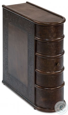 Barnes Brown Leather Book Side Table | HomeGalleryStores.com | 26181