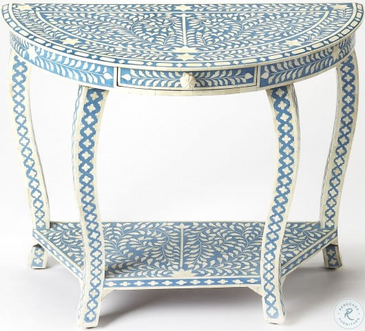 Bone Inlay Darrieux Blue Bone Inlay Demilune Console Table ...