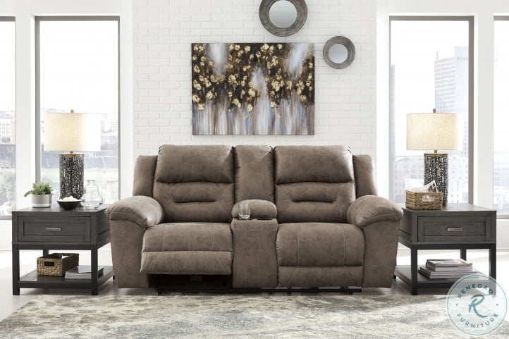 Stoneland Fossil Reclining Console Loveseat | HomeGalleryStores.com ...