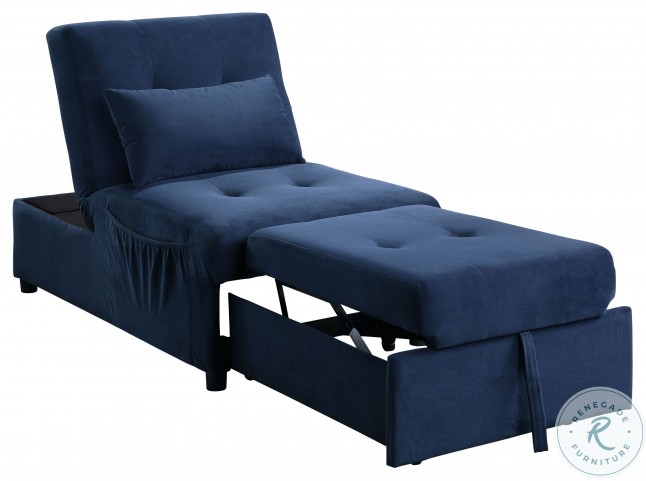 Garrell Dark Blue Lift Top Storage Bench With Pull Out Bed ...