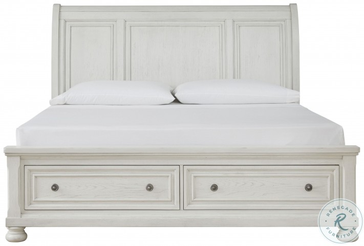 Robbinsdale Antique White Queen Sleigh Storage Bed from Ashley ...