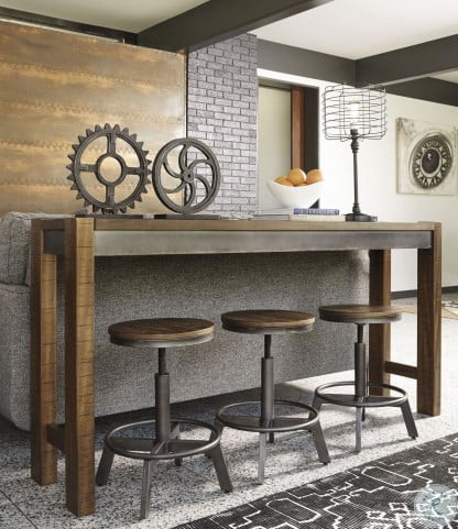 Torjin Brown and Gray Long Counter Height Dining Room Set from Ashley ...