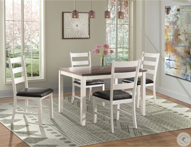 Kona Brown And White 5 Piece Dining Room Set | HomeGalleryStores.com ...