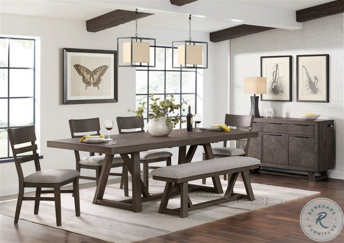 Hearst Reclaimed Chevron Trestle Dining Room Set from Intercon | Home Gallery Stores