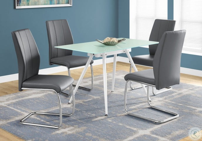 Gray And Chrome 39" H Dining Chair Set of 2 | HomeGalleryStores.com | 1077