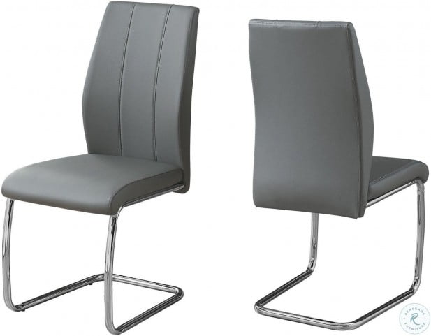 Gray And Chrome 39" H Dining Chair Set of 2 | HomeGalleryStores.com | 1077