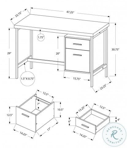 7437 Black And Grey 48" Computer Desk | HomeGalleryStores.com | 7437