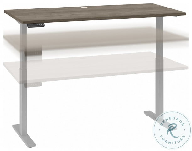 Move 60 Modern Hickory 60" Electric Adjustable Height Standing Desk ...