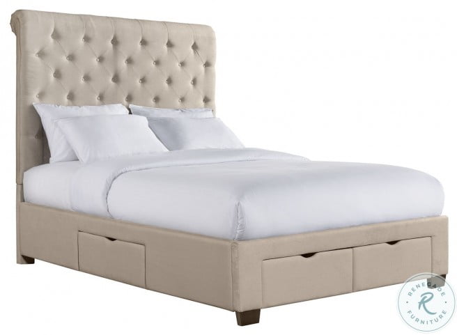 Jeremiah Sand Queen Upholstered Platform Storage Bed ...