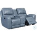 Cambria Blue Leather Bel Air Dual Power Reclining Console Loveseat ...