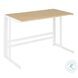 Roman White Metal And Natural Wood Office Desk | HomeGalleryStores.com ...
