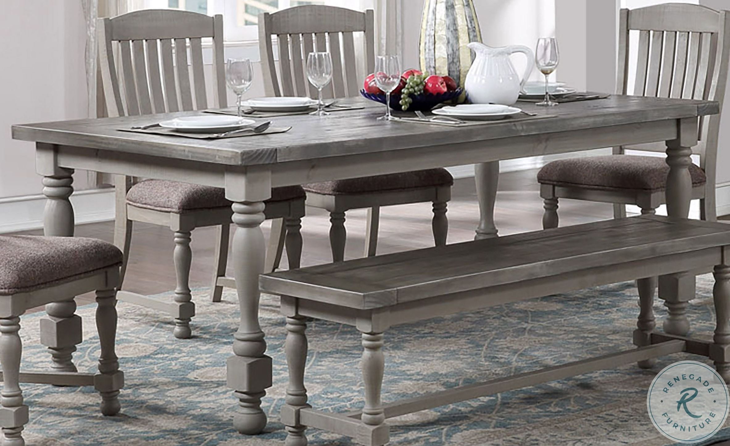 Lorraine Distressed Gray Rectangular Dining Table | HomeGalleryStores ...
