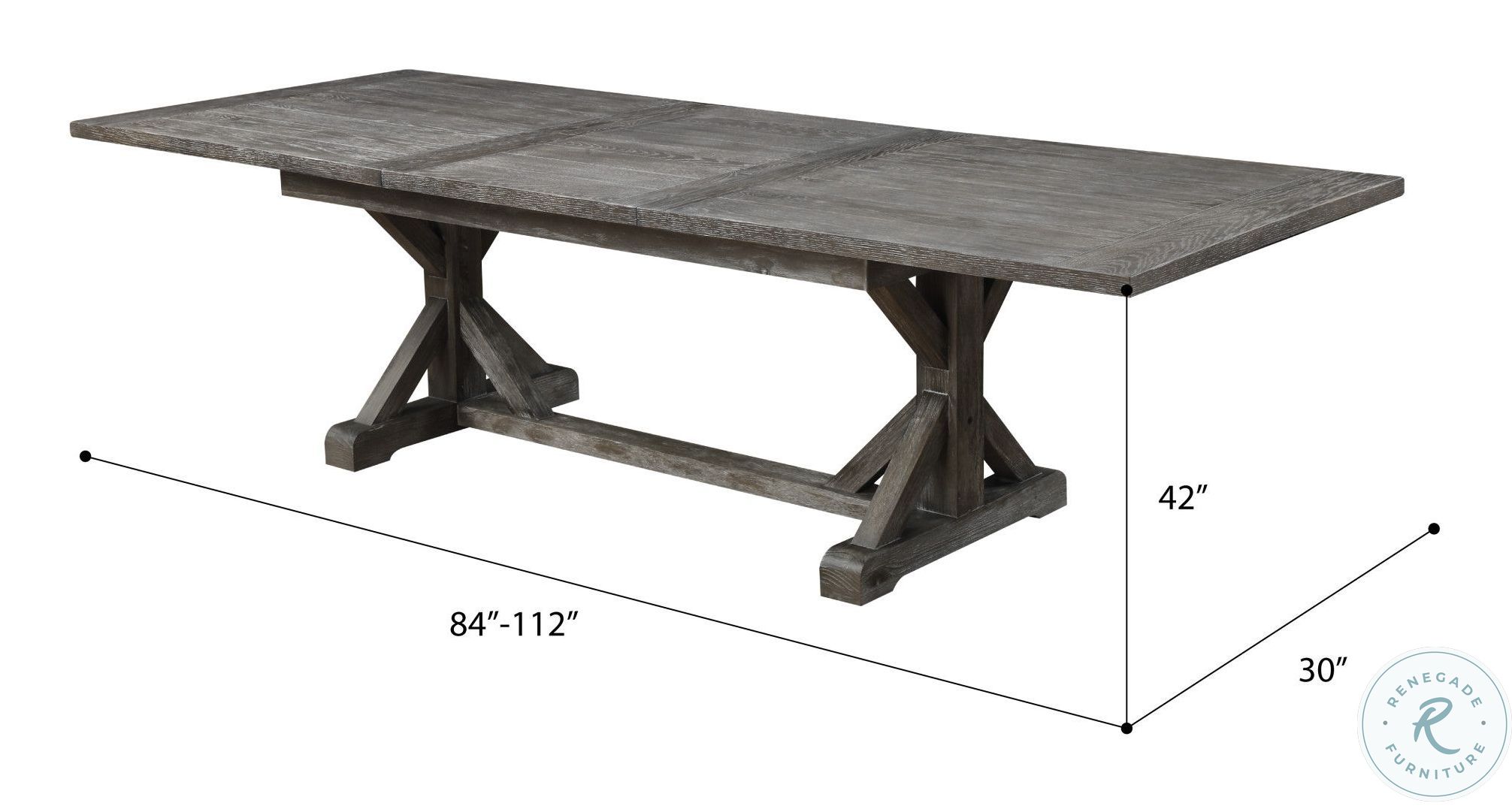 Morris Rustic Charcoal Gray 84" Extendable Dining Table ...