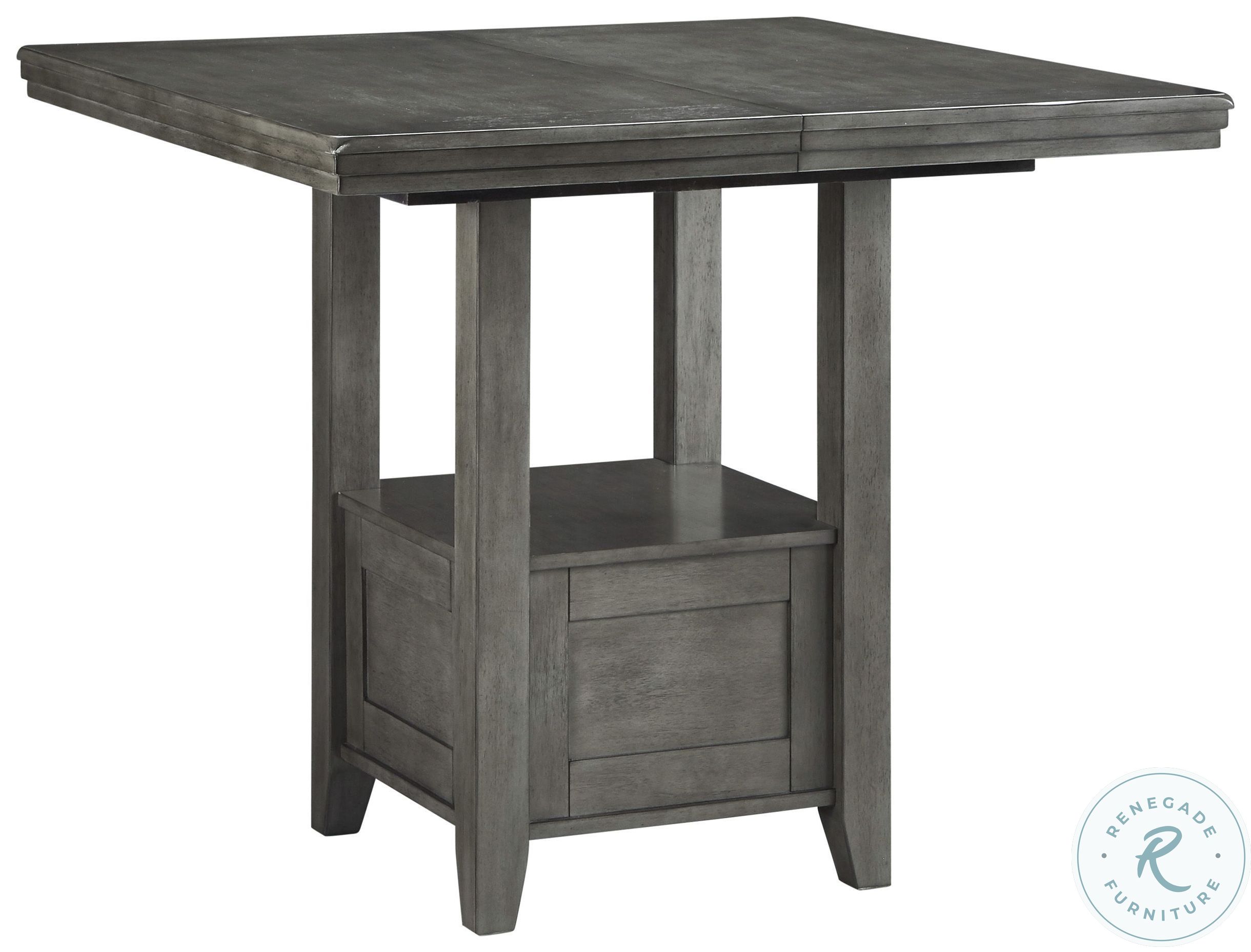 Hallanden Gray Rectangular Extendable Counter Height Dining Table ...