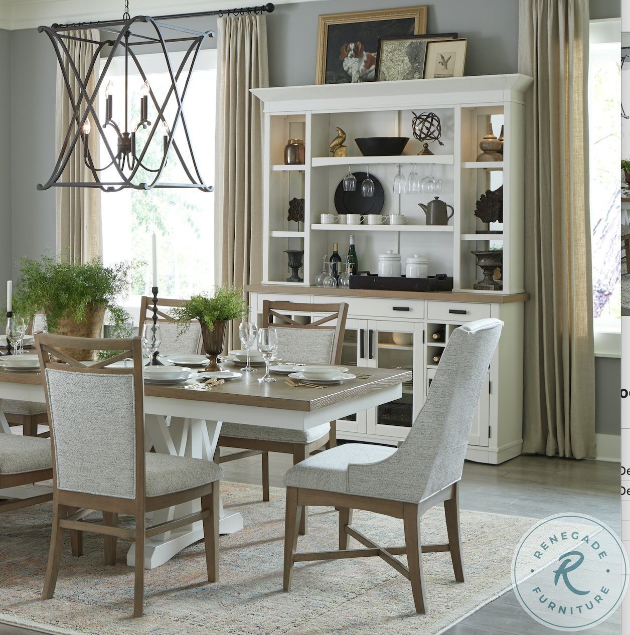 Americana Modern Cotton 69" Quartz Insert Buffet with Display Hutch ...