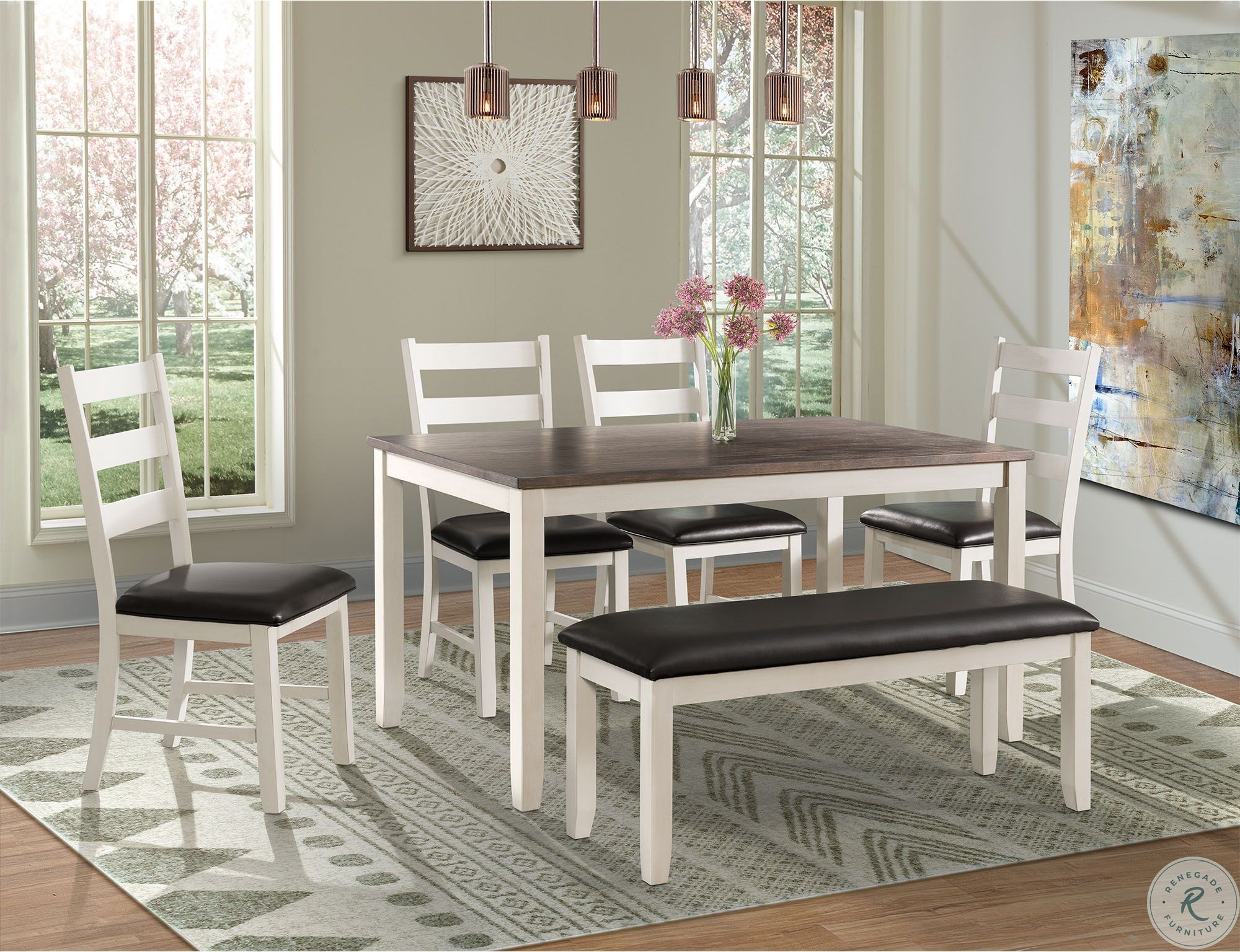 Kona Brown And White 6 Piece Dining Room Set | HomeGalleryStores.com ...