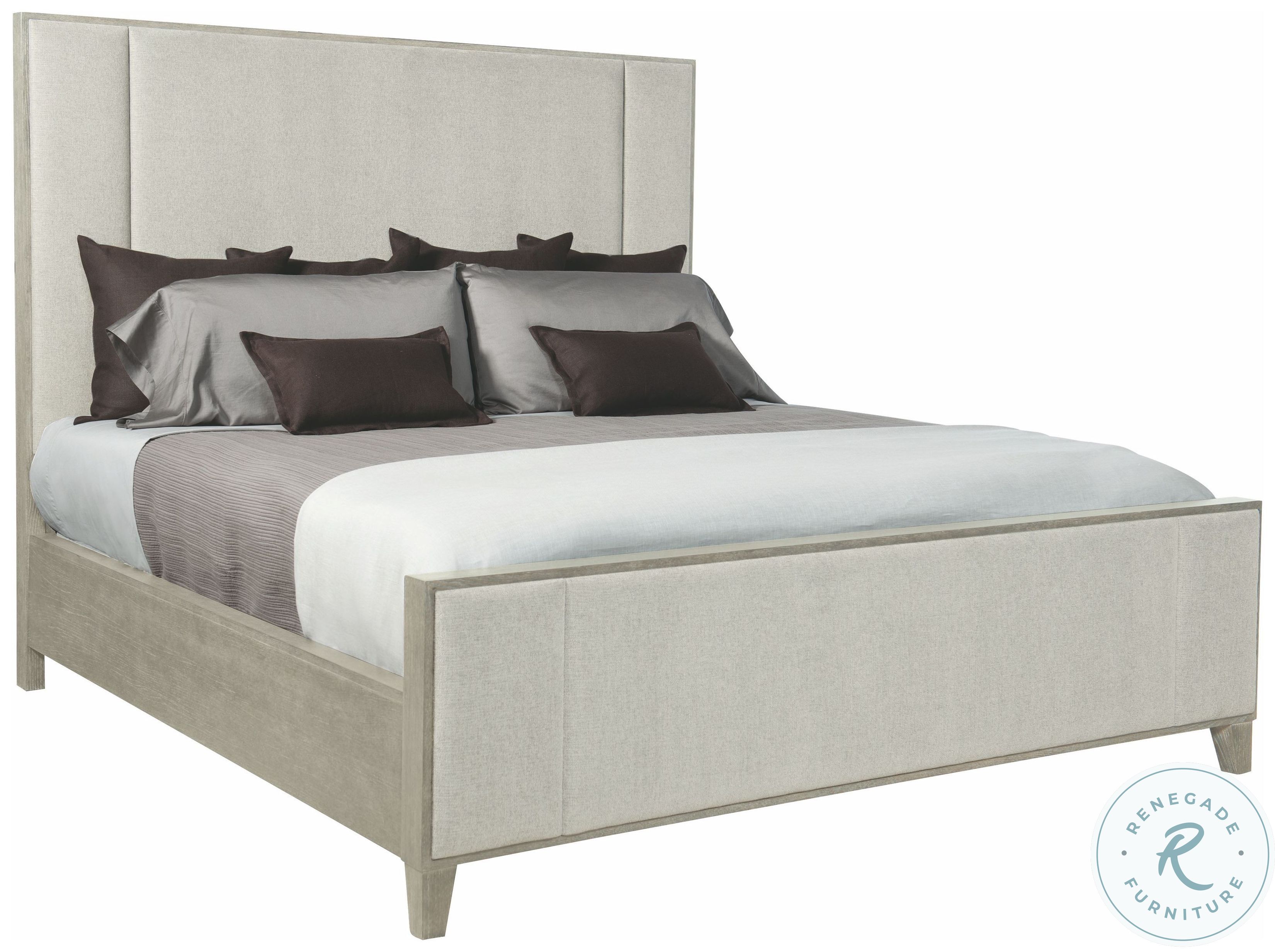 Linea Cerused Greige Upholstered Panel Bedroom Set | HomeGalleryStores ...