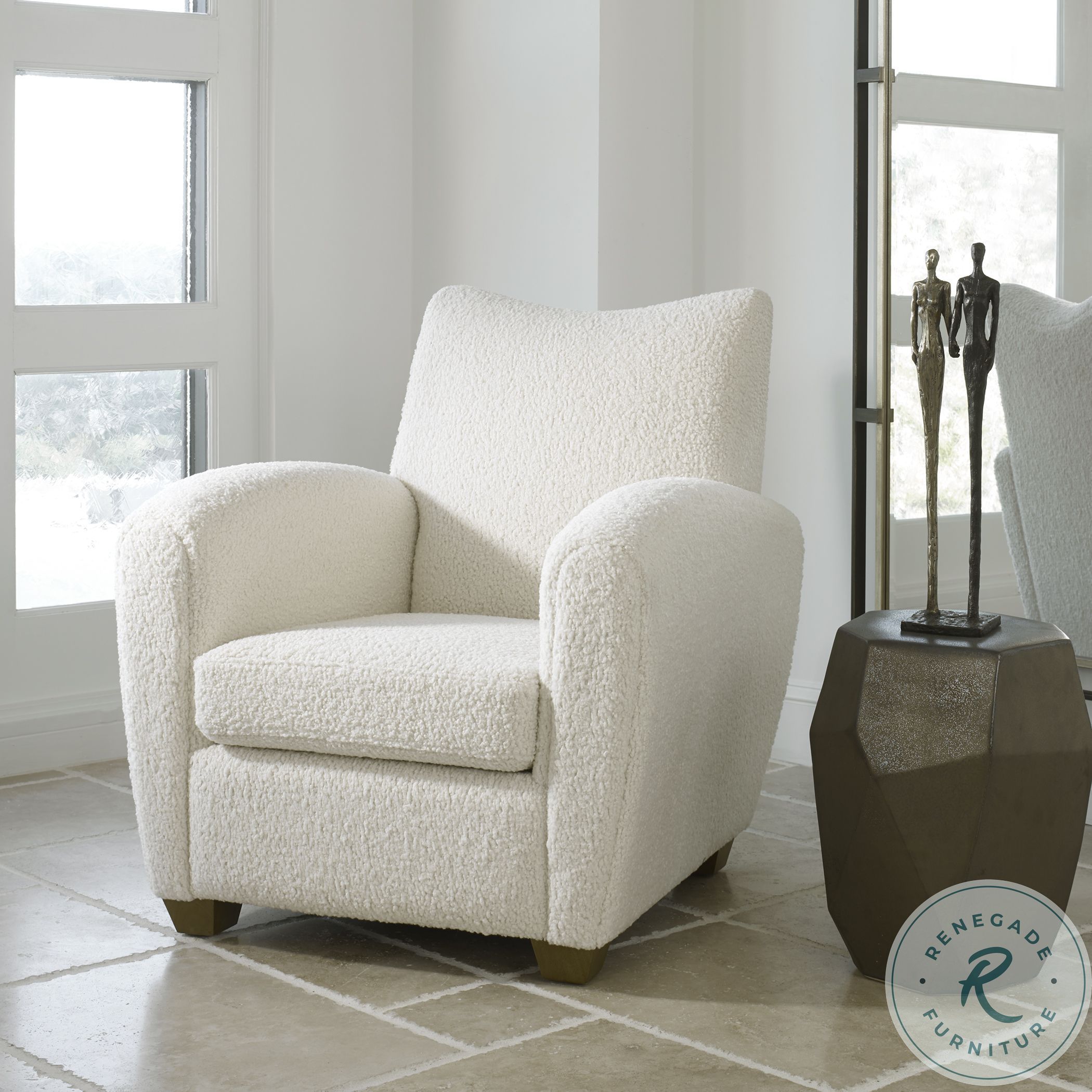 Teddy Off White Shearling Accent Chair | HomeGalleryStores.com | 23682