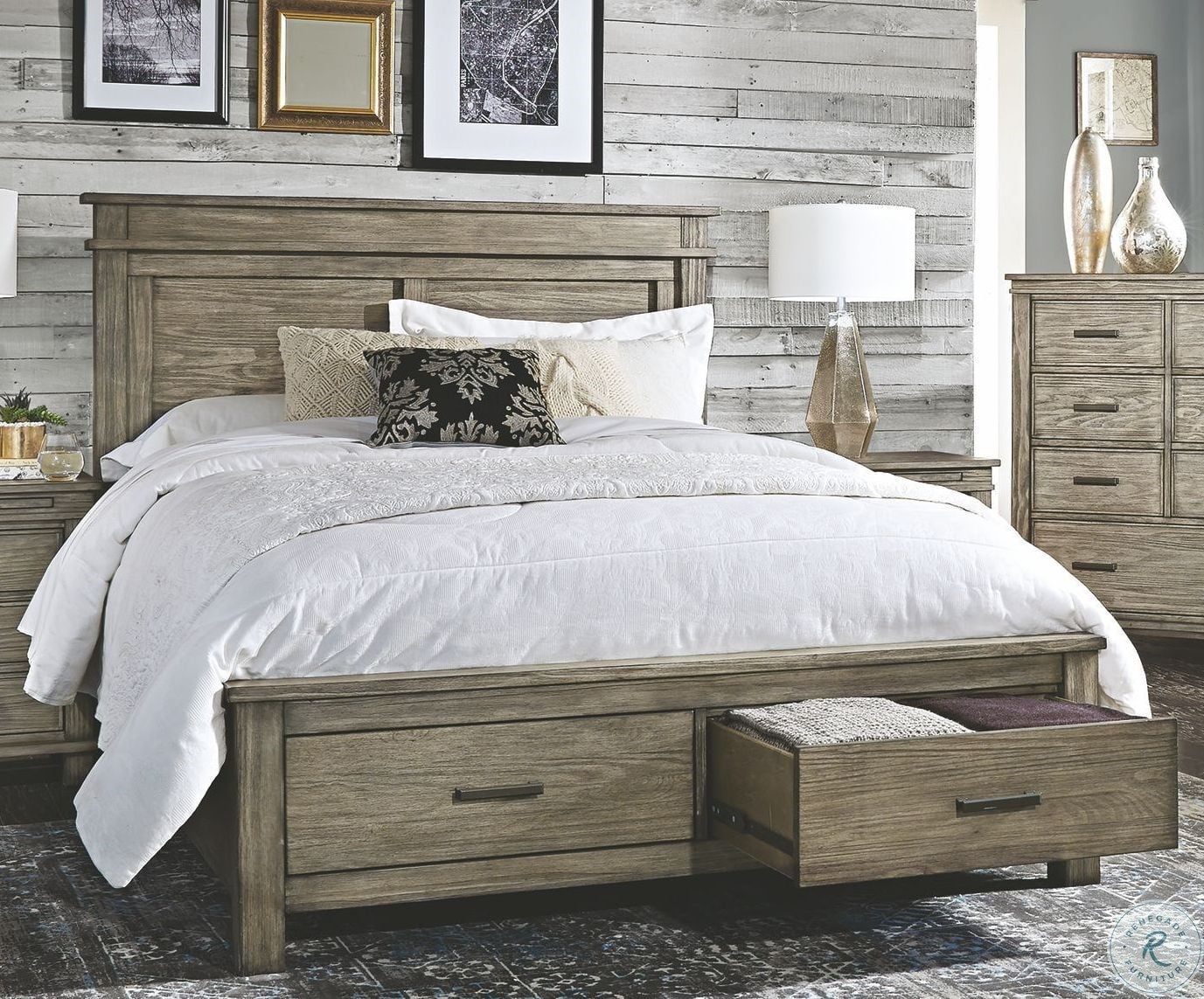 Glacier Point Greystone King Panel Storage Bed | HomeGalleryStores.com ...