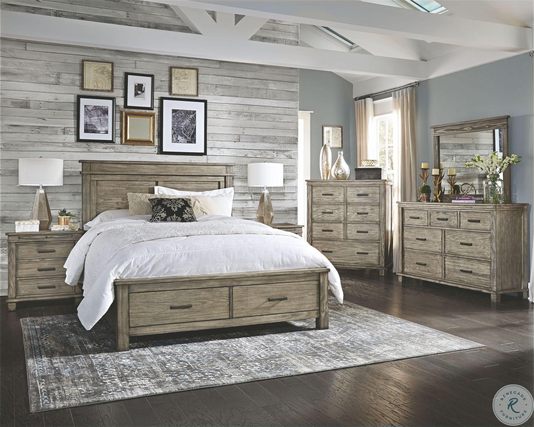 Glacier Point Greystone King Panel Storage Bed | HomeGalleryStores.com ...