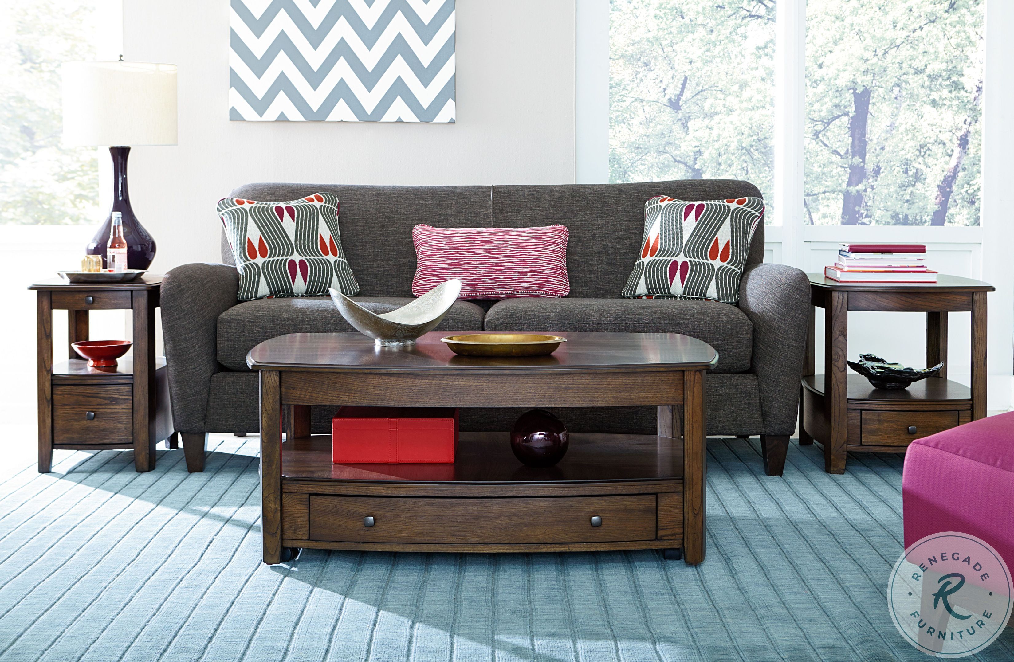 Primo Graphite Brown Rectangular Lift-Top Cocktail Table ...