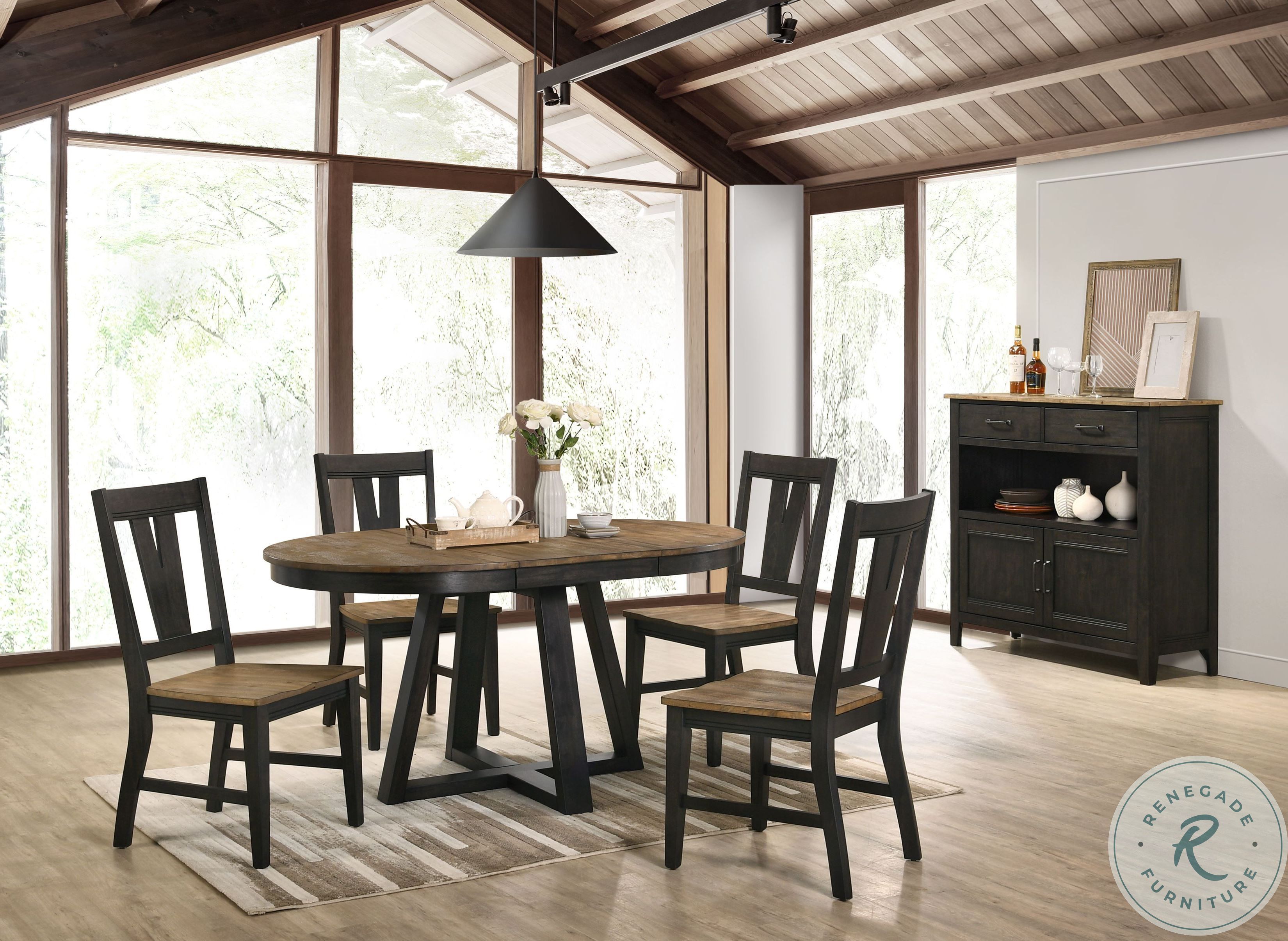Harper Brushed Brown and Pecan Extendable Round Dining Room Set ...