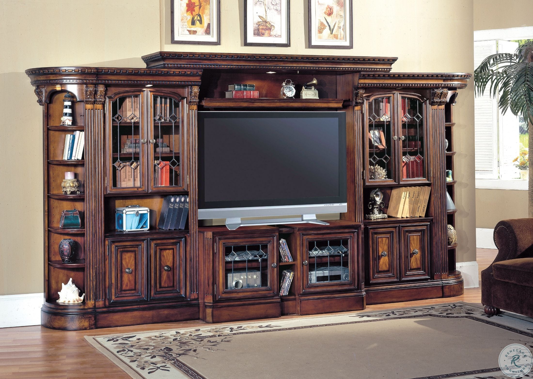 Huntington Exp. Large Glass Door Entertainment Wall Unit ...