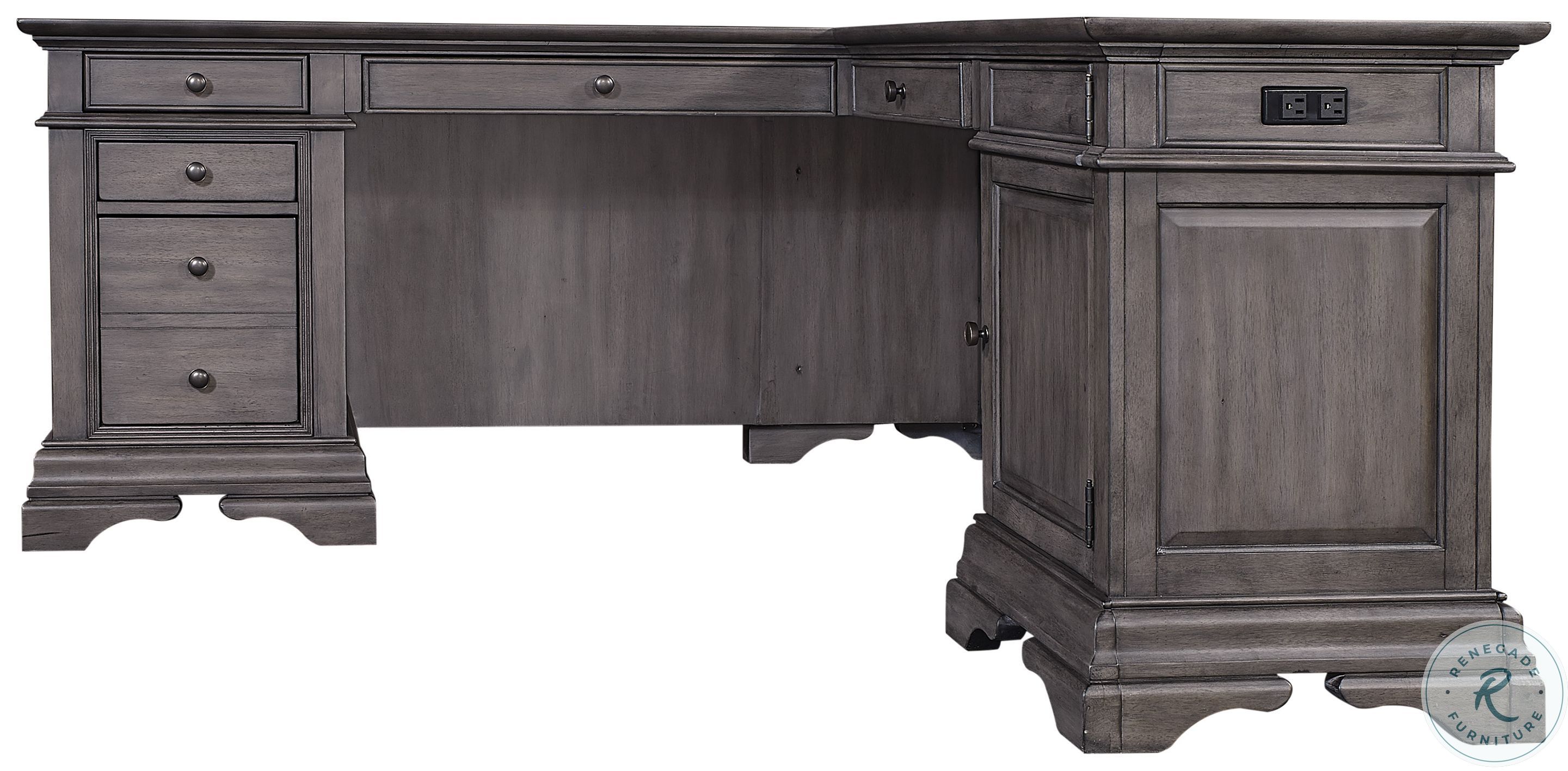 Sinclair Ash Grey L Shaped Desk From Aspen Home | Coleman Furniture