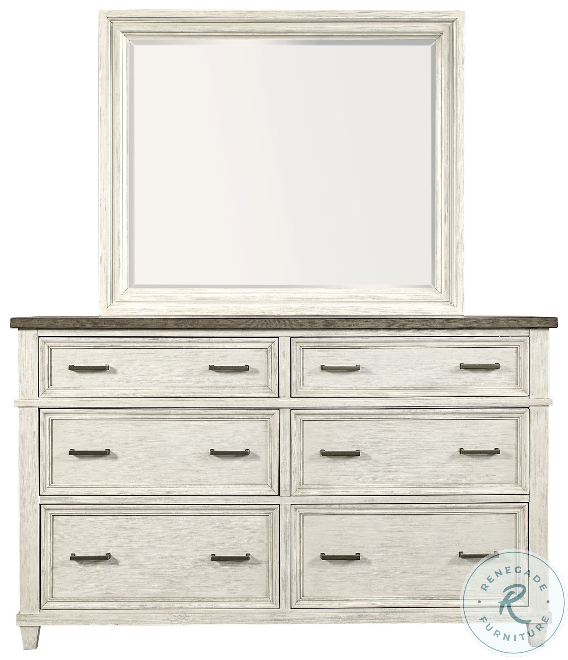 Caraway Aged Ivory Dresser with Mirror From Aspen Home | Coleman Furniture