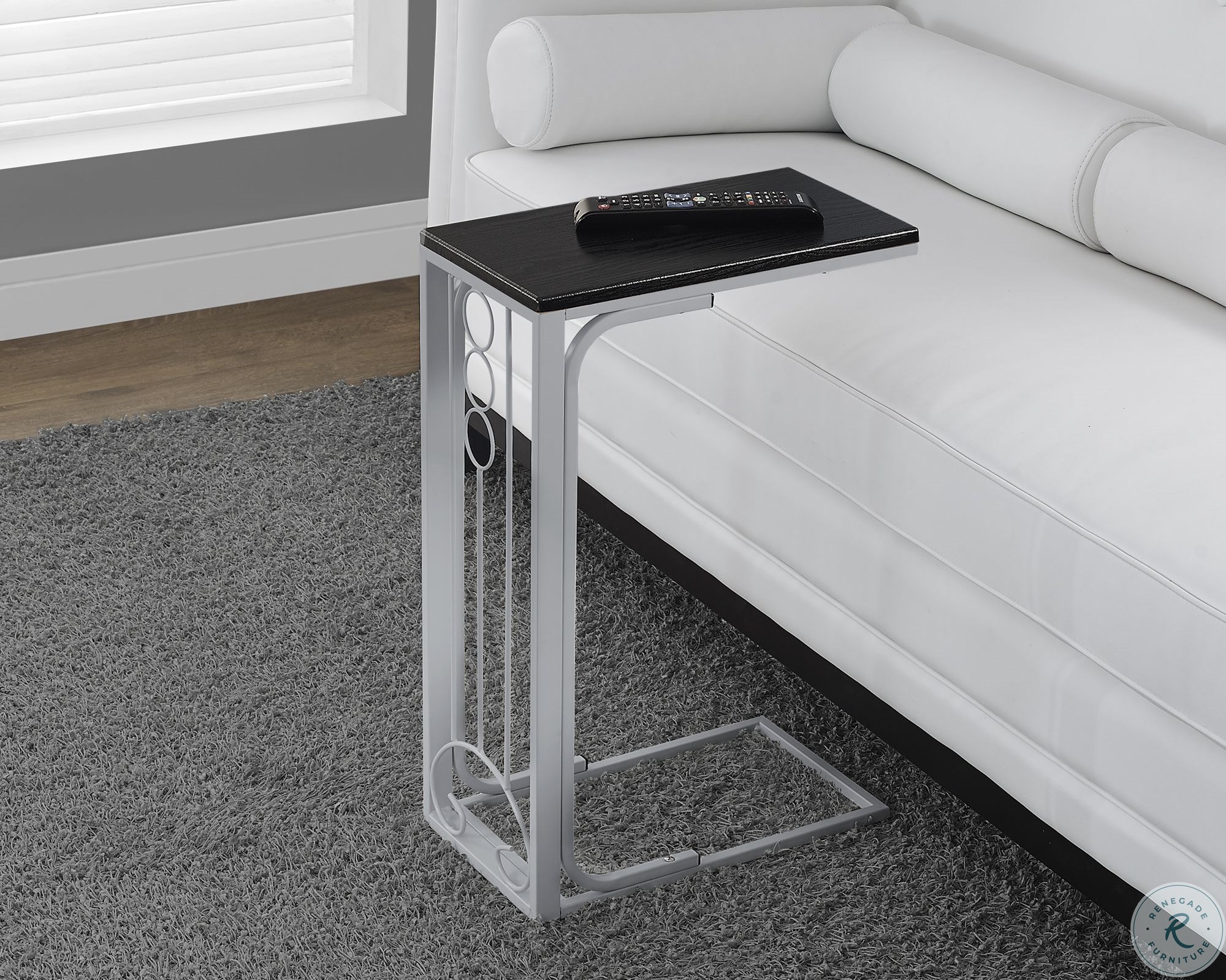 Silver Metal Black Top Accent Table | HomeGalleryStores.com | 3137