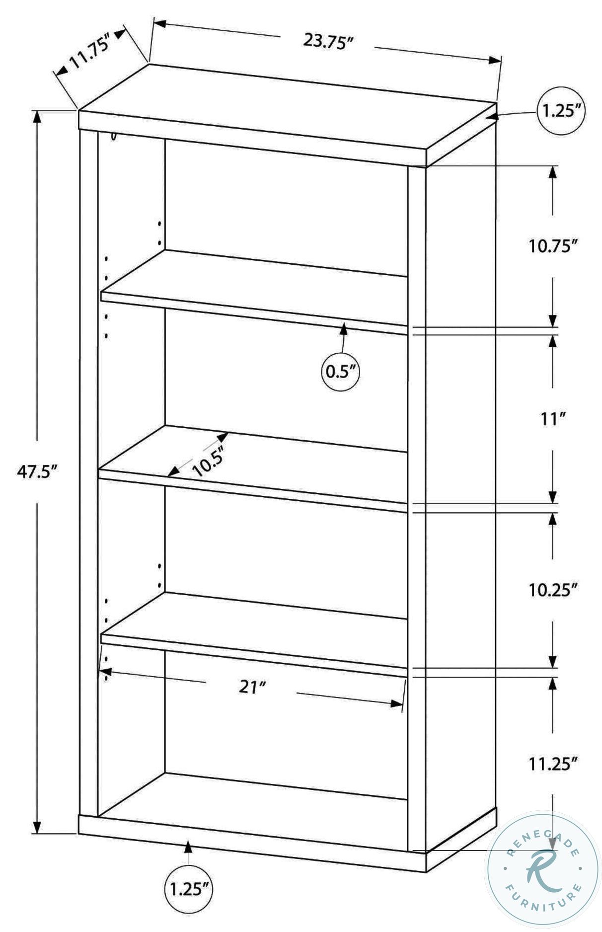 48" Brown Bookcase | HomeGalleryStores.com | 7404