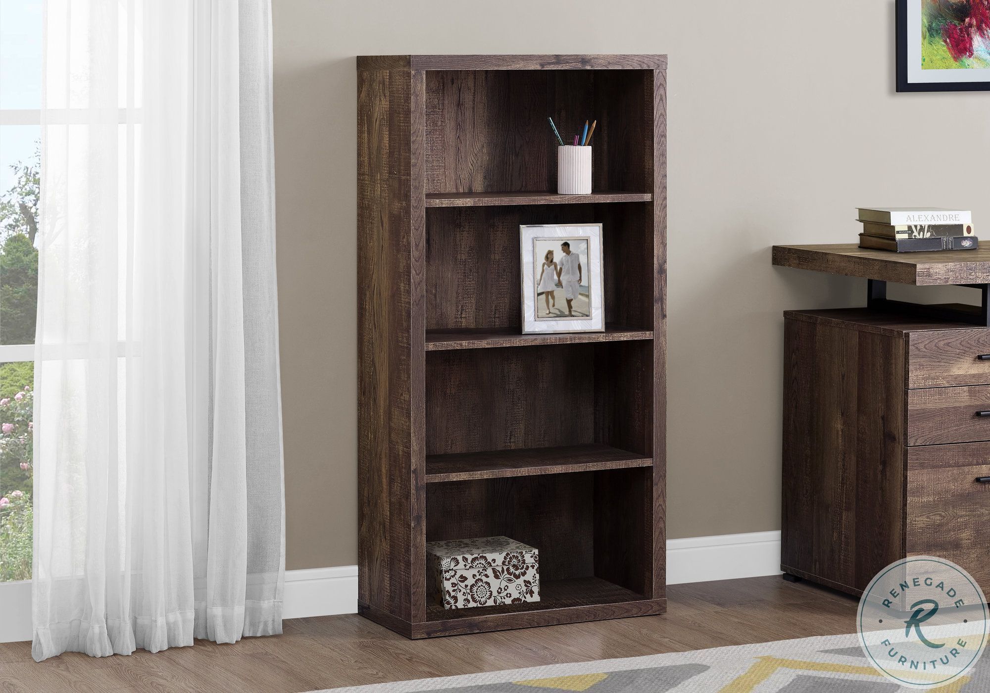 48" Brown Bookcase | HomeGalleryStores.com | 7404