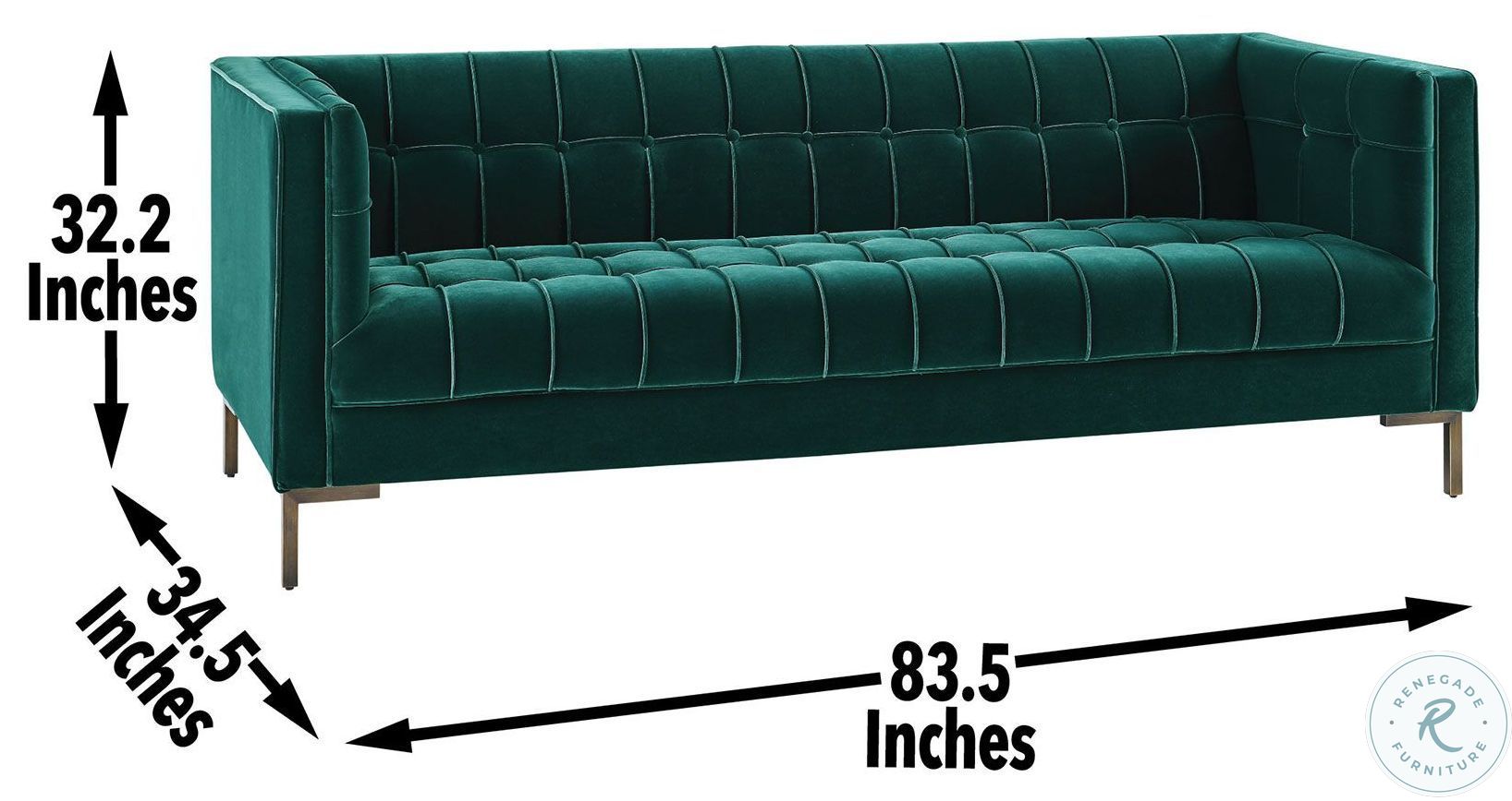 Isaac Emerald Green Velvet Channel Stitch Sofa From Steve Silver ...