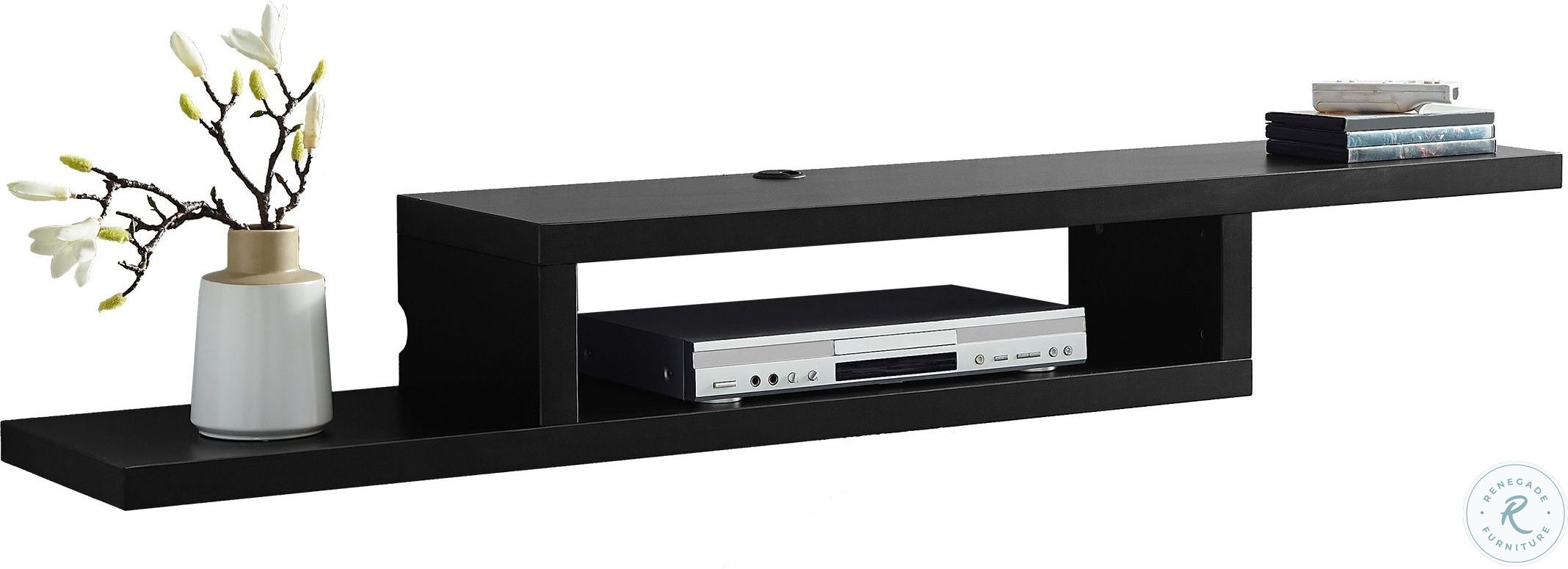 Wall Mounted Laminated Black 60" Asymmetrical Wall Mount Console ...