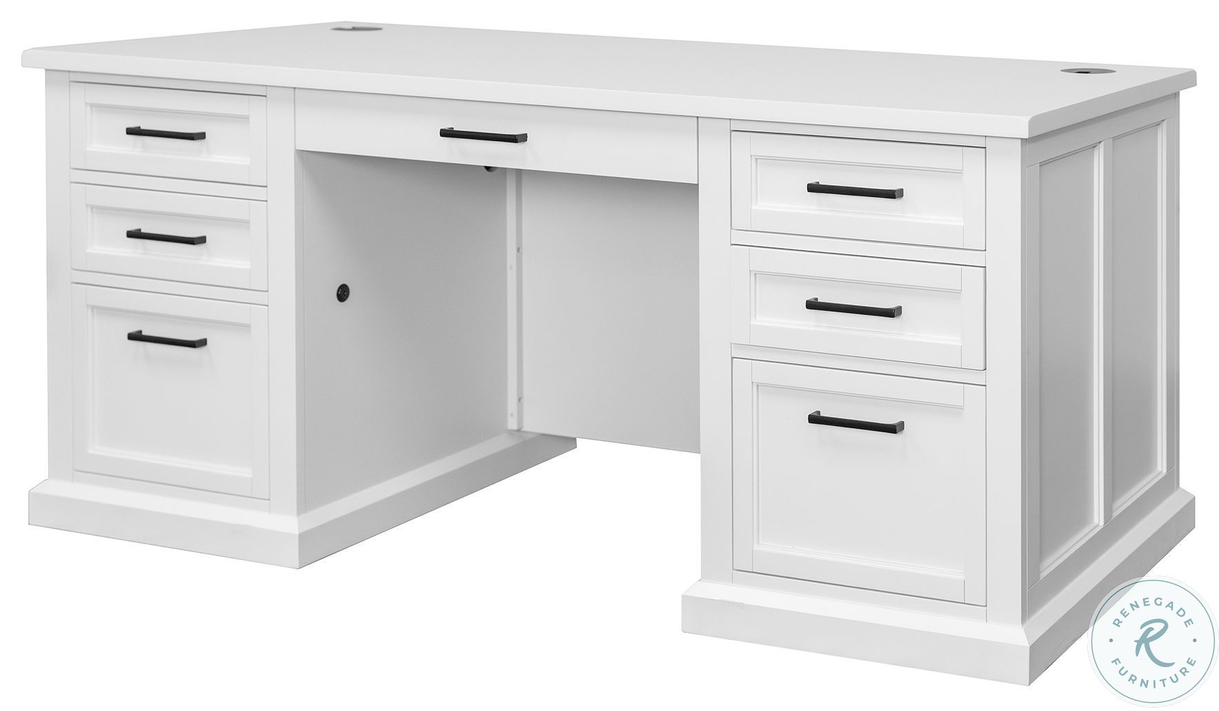 Abby White Double Pedestal Desk From Martin Furniture | Coleman Furniture