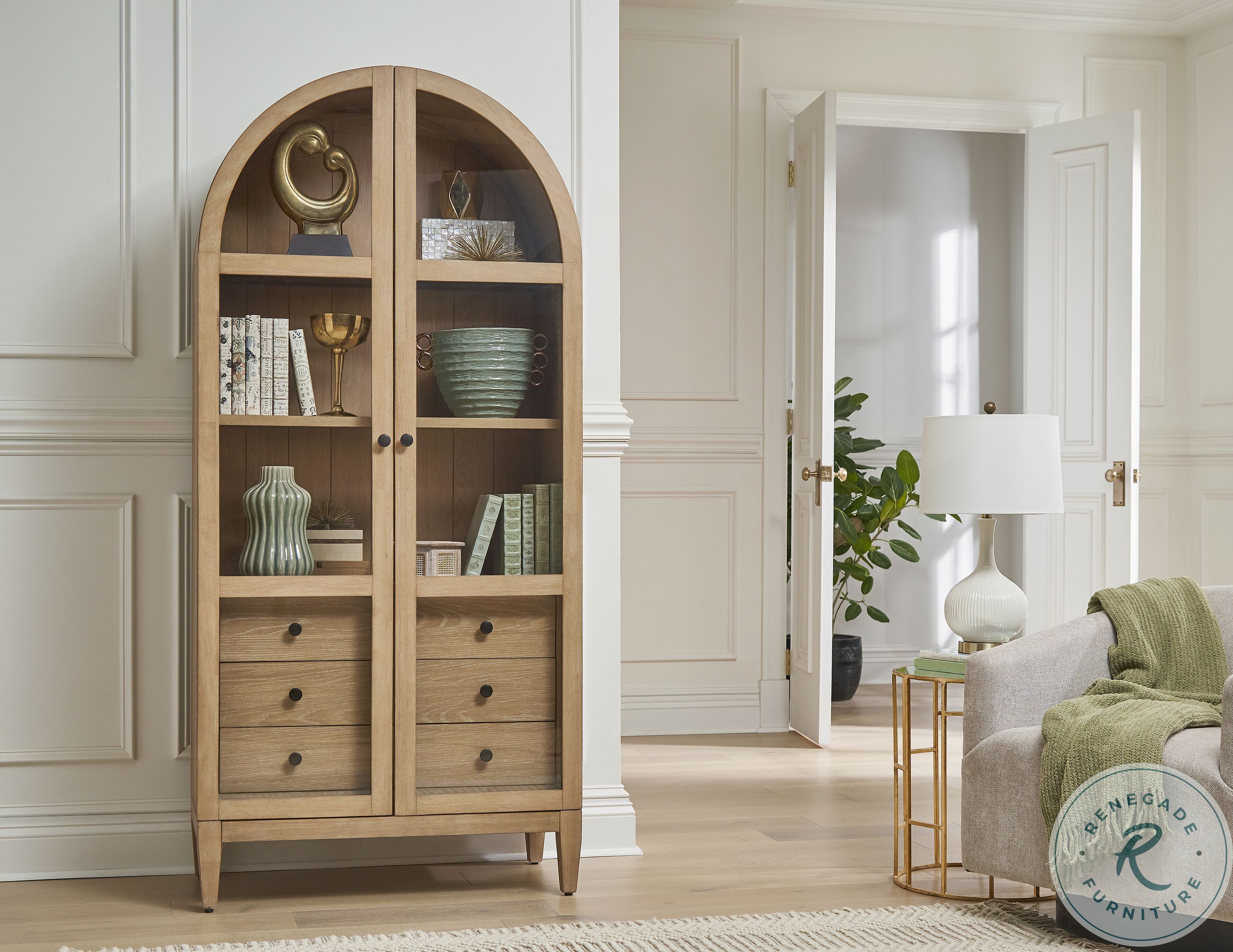 Laurel Unique Natural Arched Display Cabinet From Martin Furniture ...