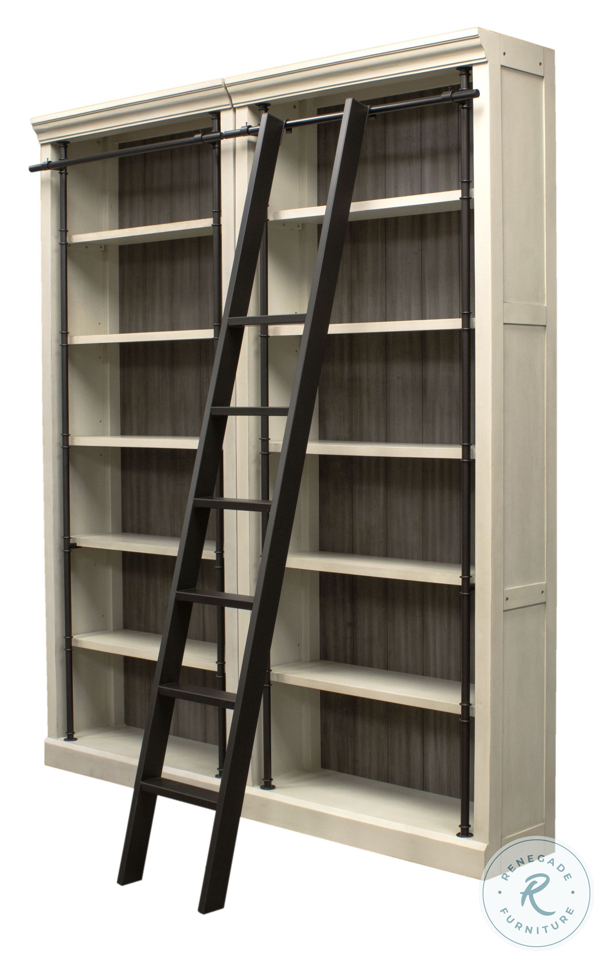 Toulouse Aged Chateau White 2 Piece Bookcase with Ladder ...