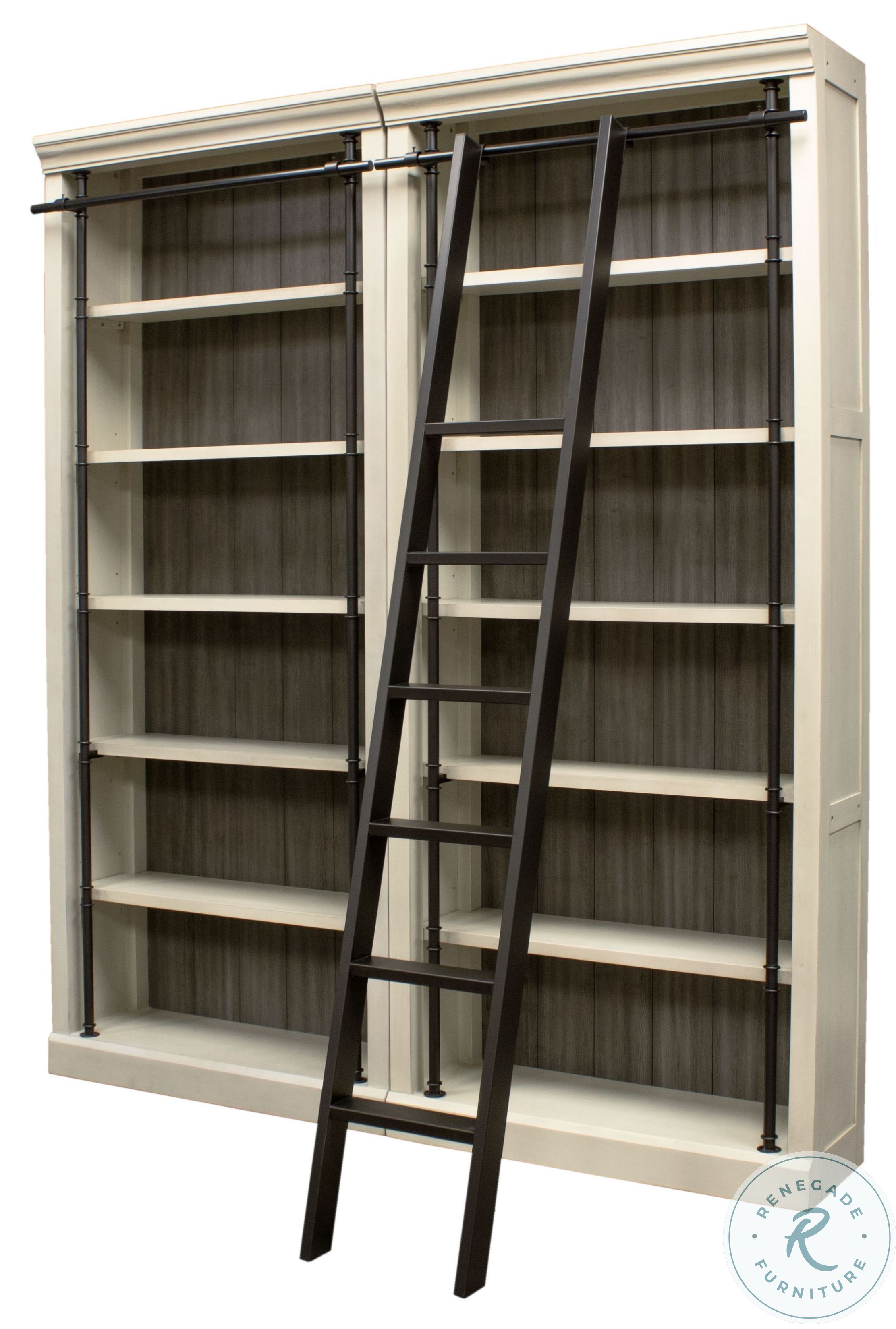 Toulouse Aged Chateau White 2 Piece Bookcase with Ladder ...